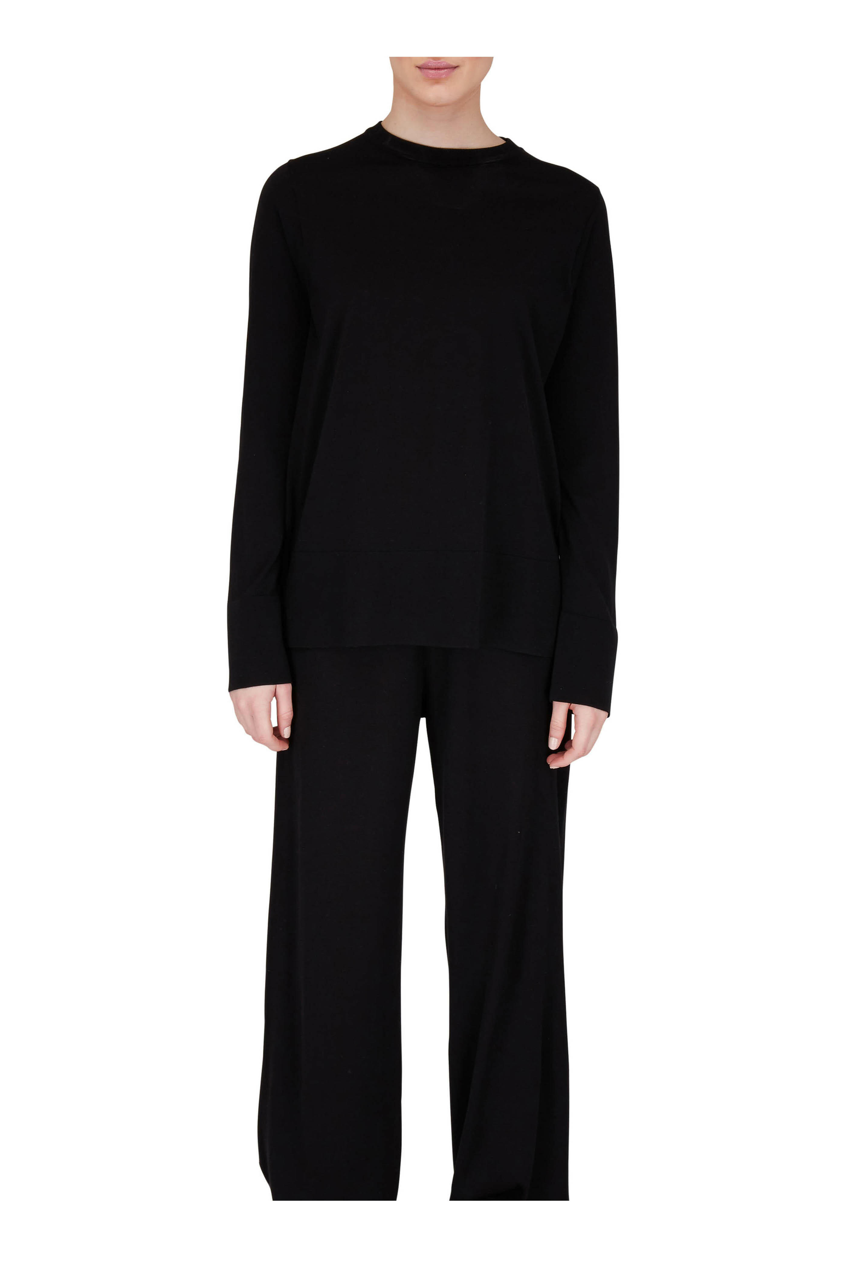 The Row - Margo Black Superfine Silk Crewneck Sweater