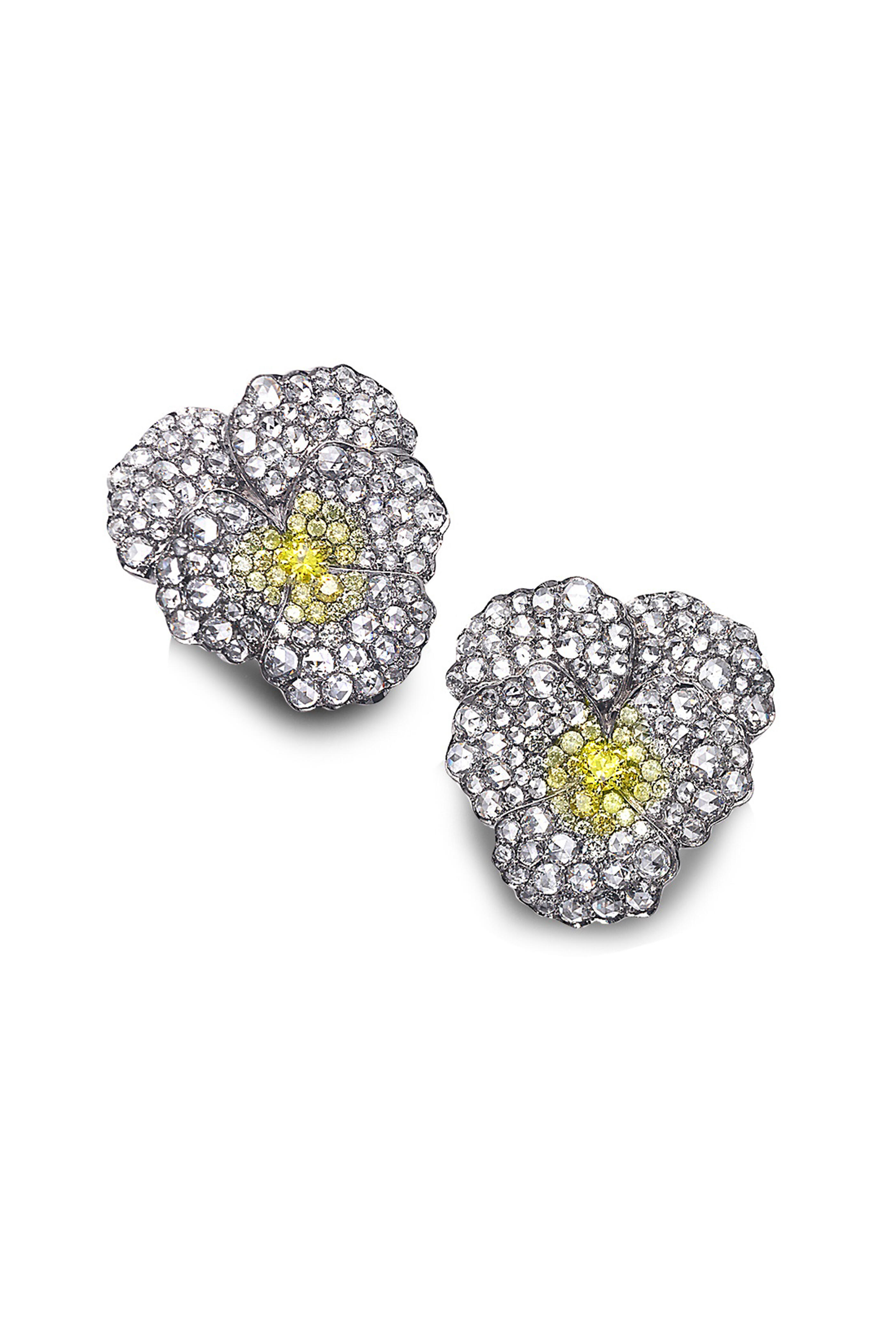 Nam Cho - Rose-Cut Diamond Pansy Earrings | Mitchell Stores