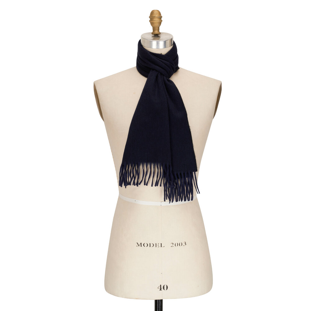 Alex Begg - Solid Navy & Black Reversible Cashmere Scarf