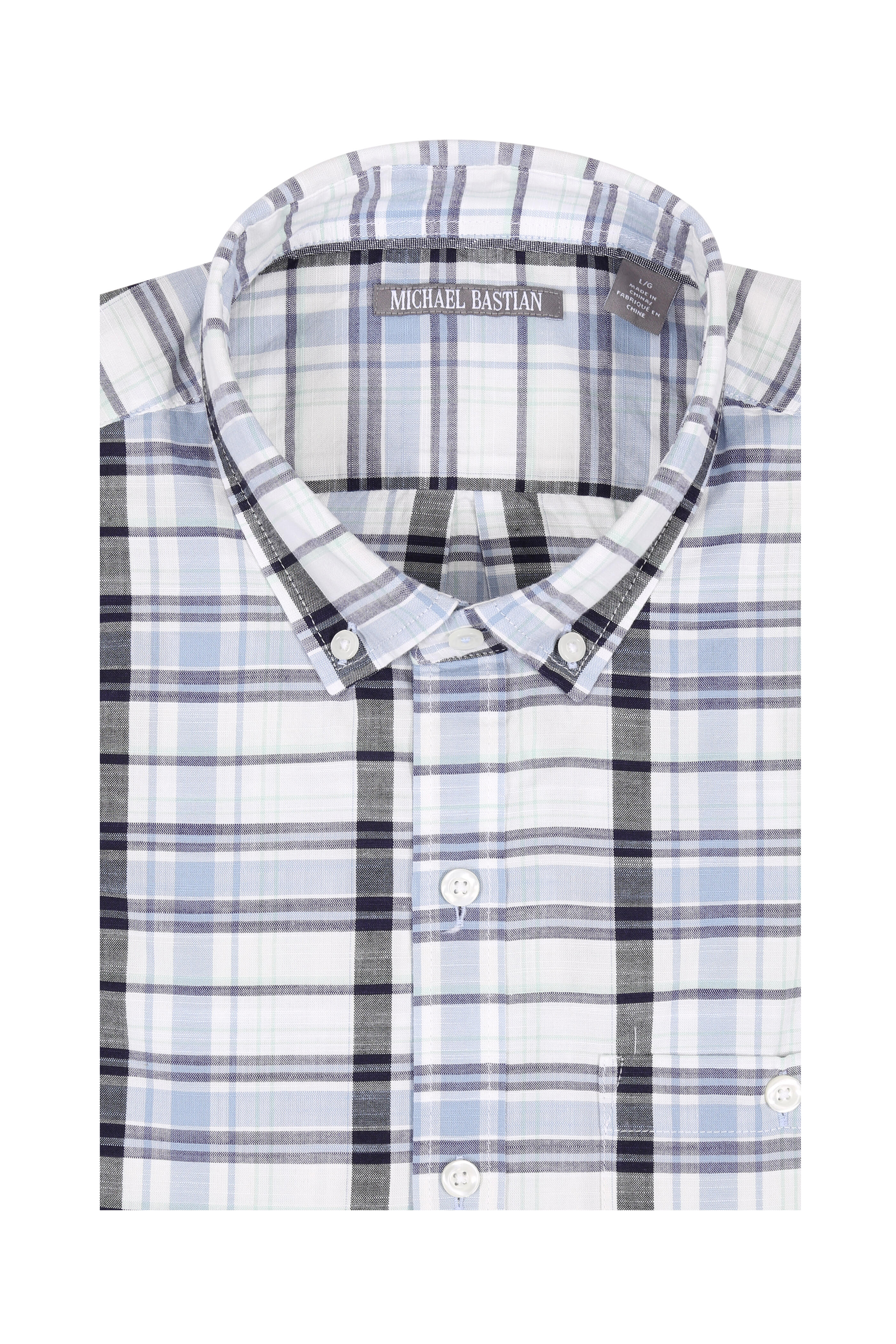 Michael Bastian - Light Blue Plaid Short Sleeve Sport Shirt