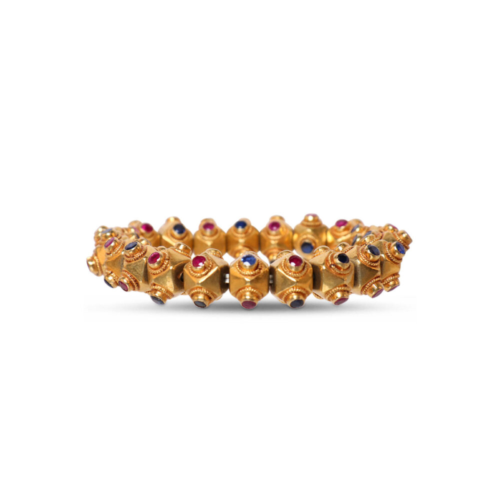Jayshree Dalal - Sapphire and Ruby Beaded Bracelet
